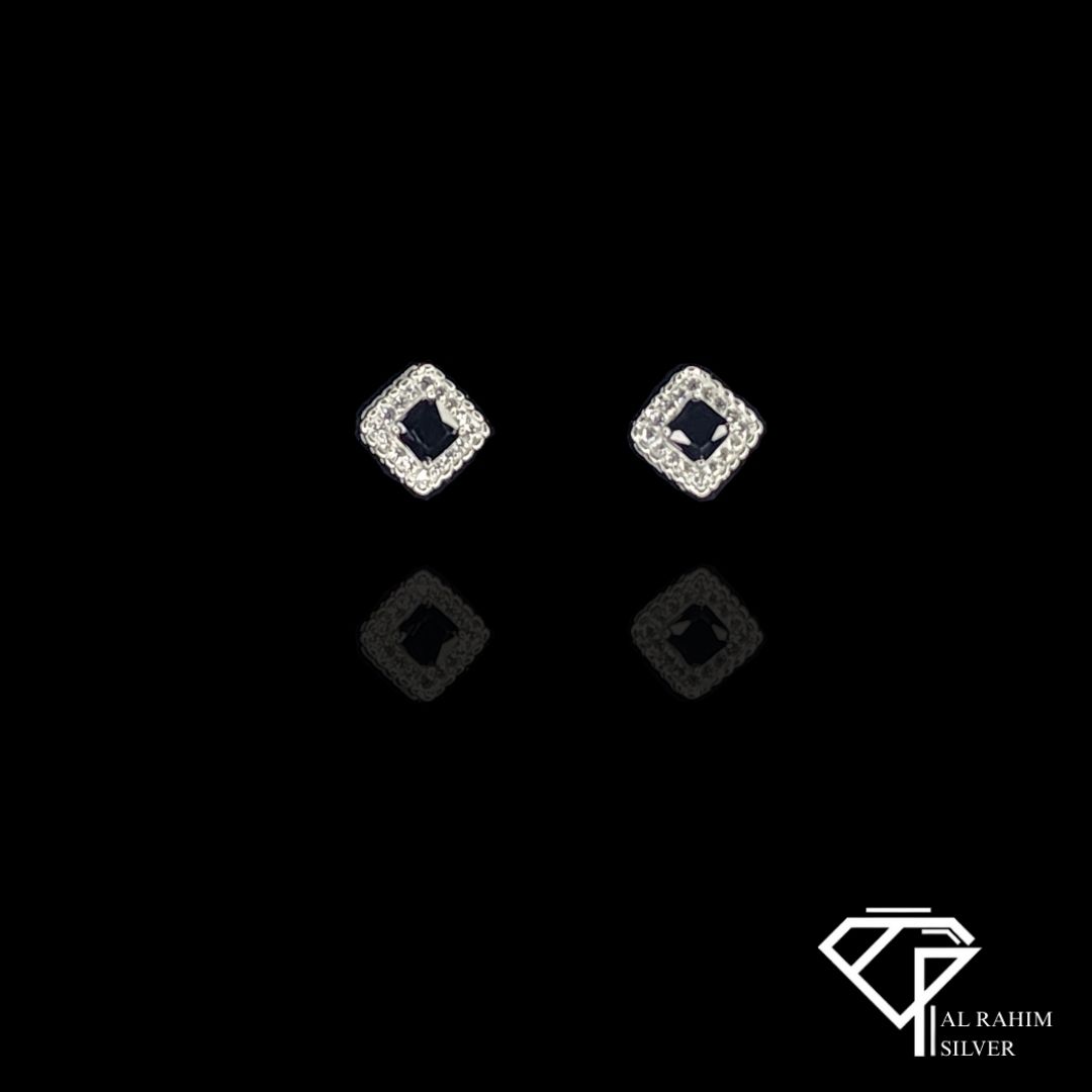 Black Edge Stone Eartops – Bold Precision - alrahimsilver.com